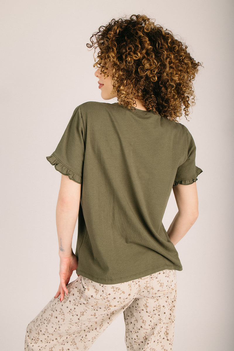 The Modlin Ruffle Sleeve Tee in Olive – Piper & Scoot