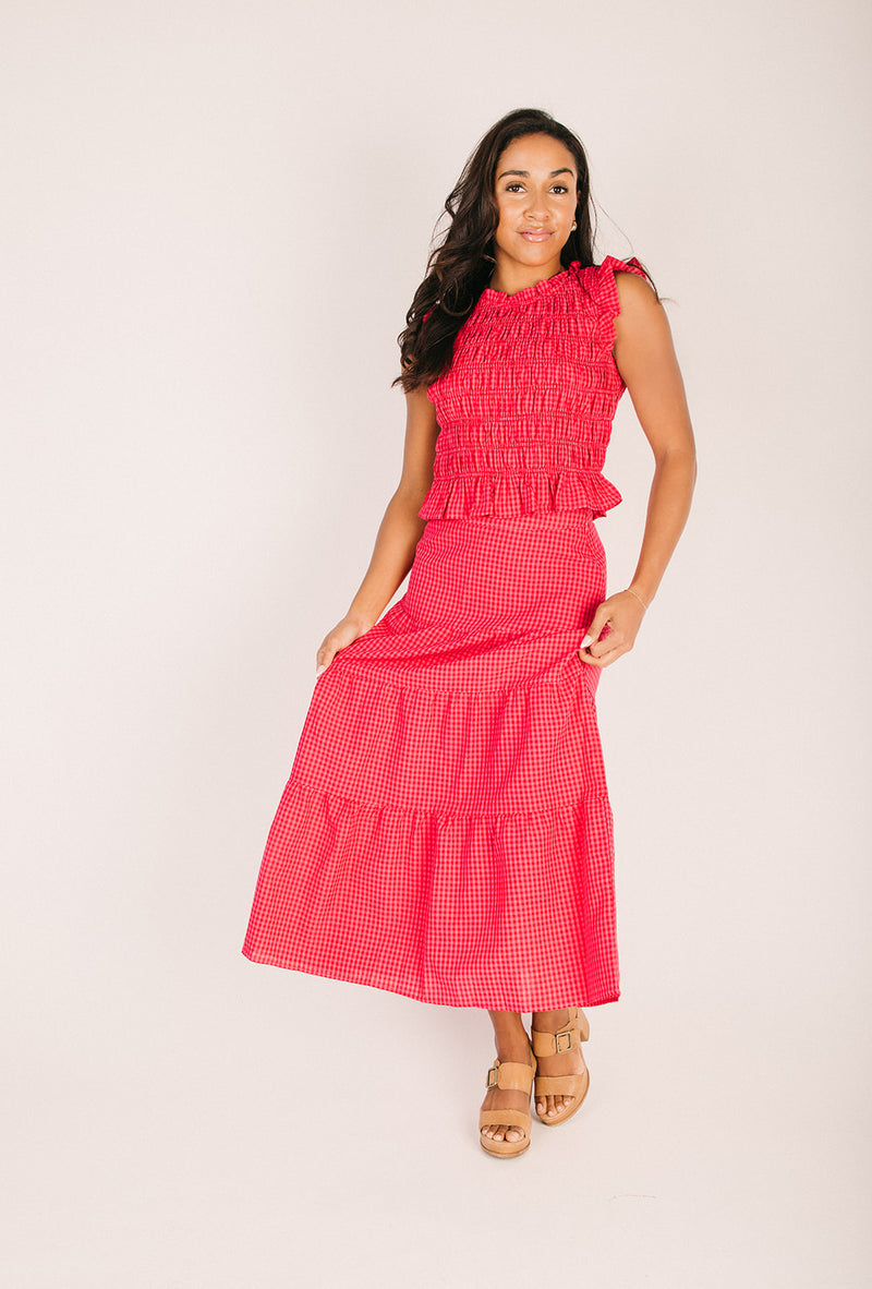The Warnick Gingham Smocked Tank in Red – Piper & Scoot